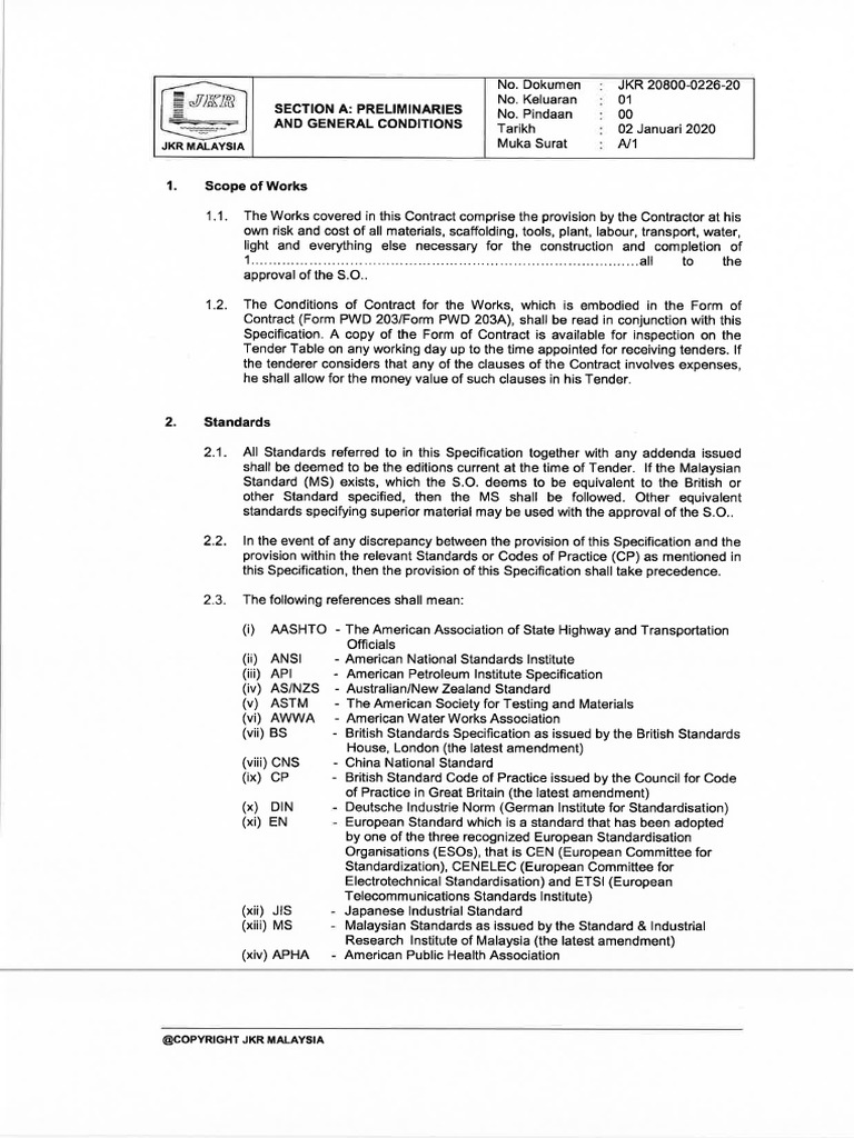 21 - Standard Specifications For Building Works 2020 - Section A, B, C ...