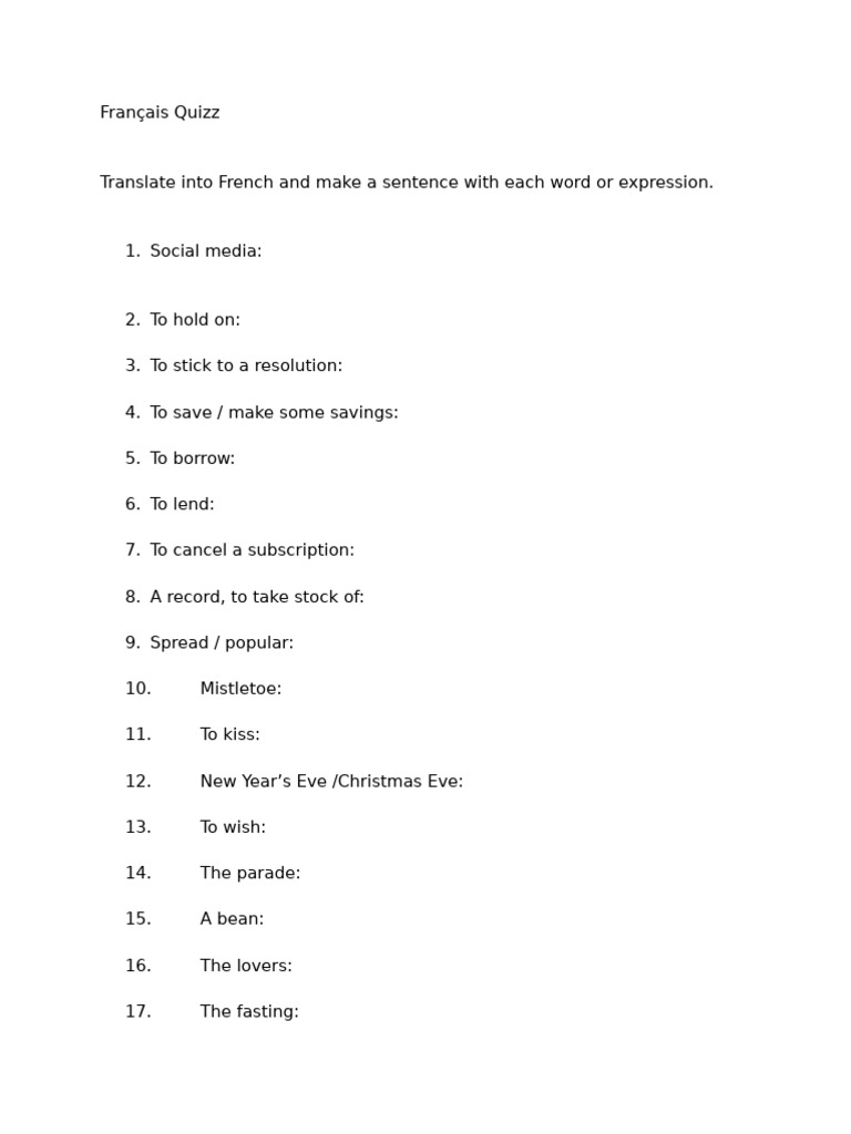 Français Quizz | PDF