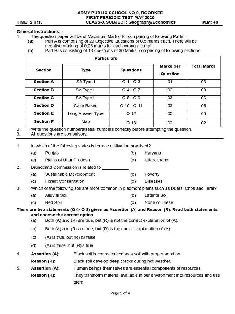 Class 10 Q.P Geo & Eco 21 May 2025 | PDF | Groundwater | Sustainable ...