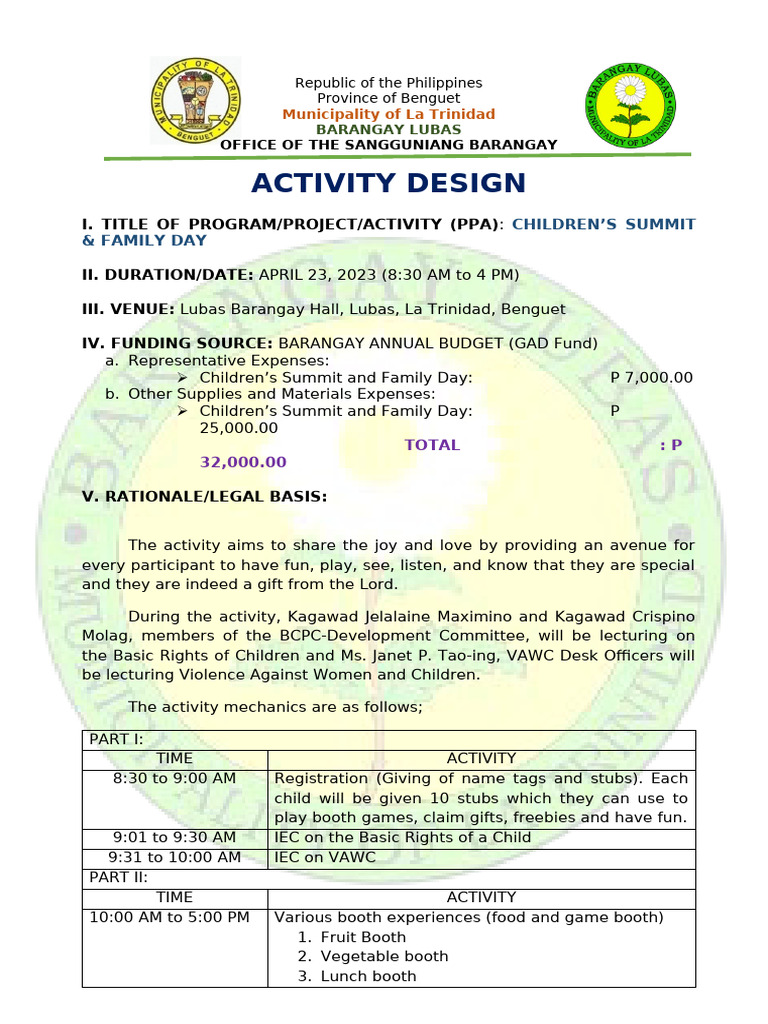 Activity Design - Family Day 2023 | PDF | Rabies