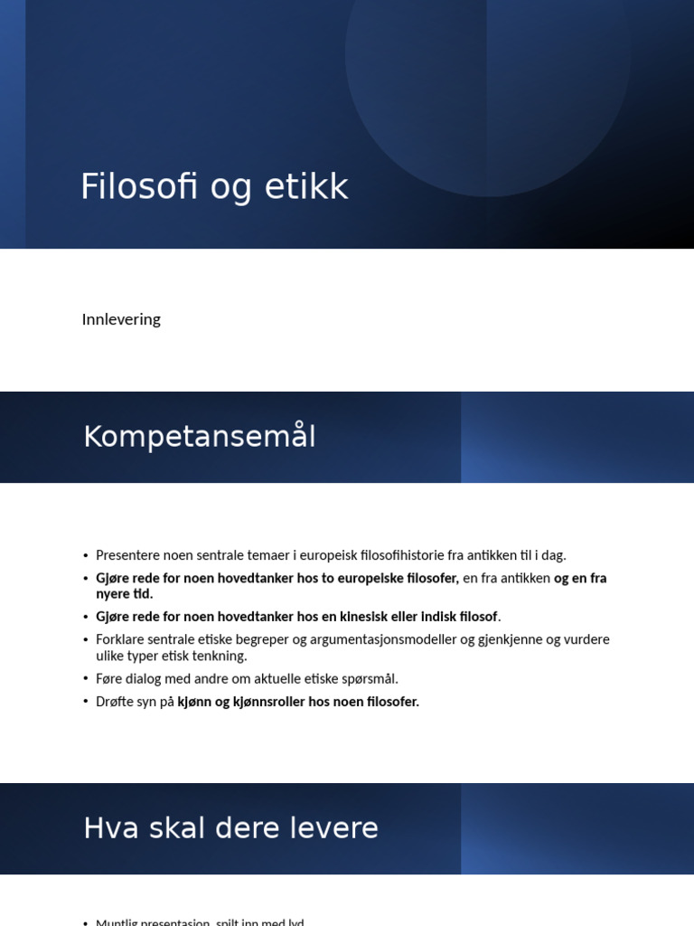 Filosofi Og Etikk Presentasjon | PDF