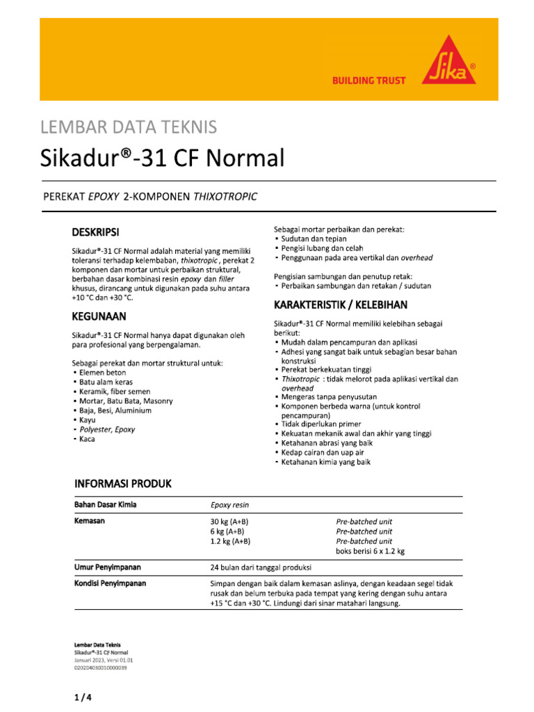 Spek Sikadur 31 | PDF