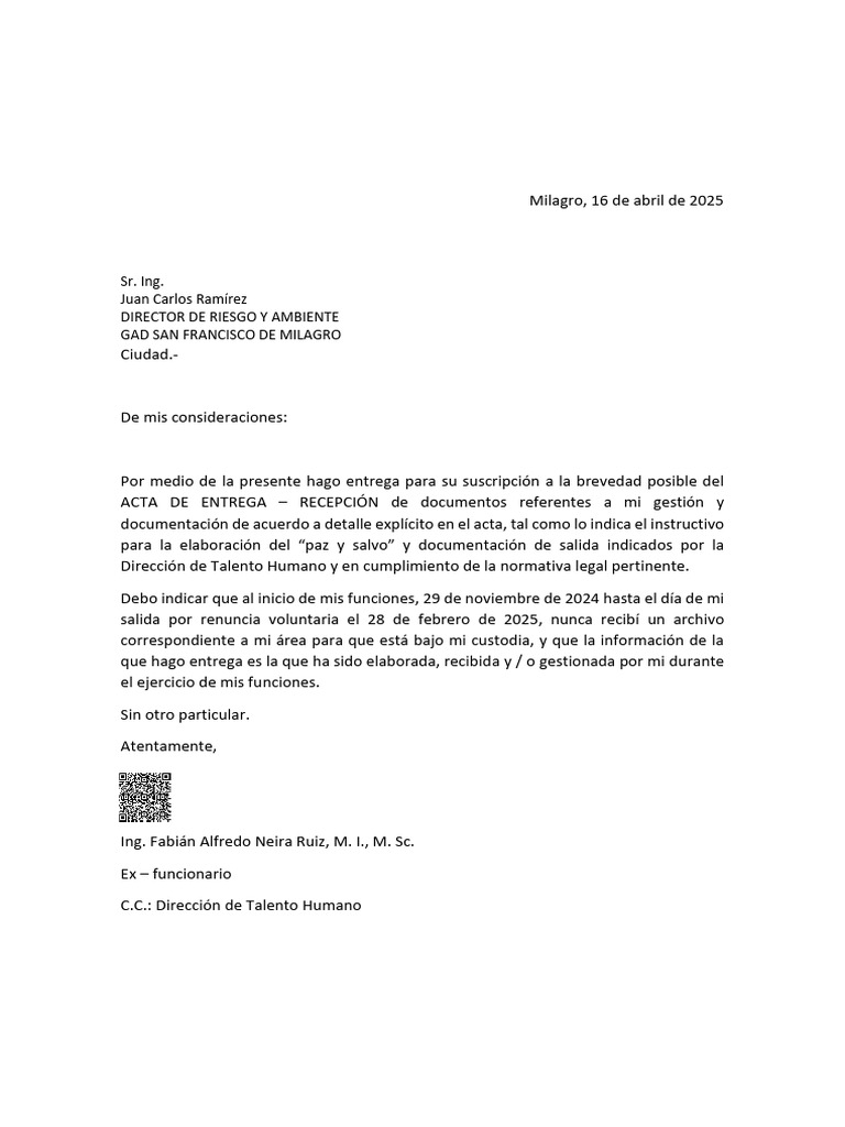 Acta de Entrega Recepción de Documentos-Signed | PDF