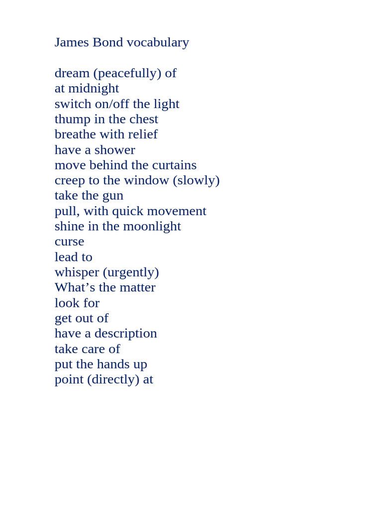 James Bond Vocabulary List | PDF