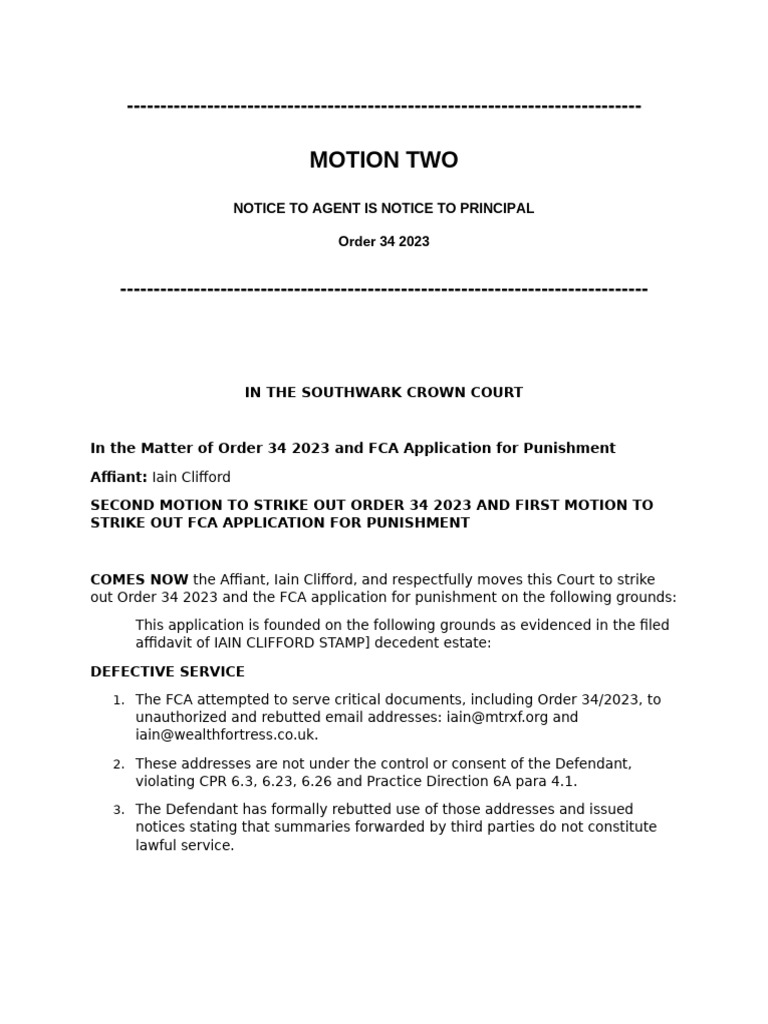 Motion 2 Strike Out Order 34 2023 | PDF | Affidavit | Public Law