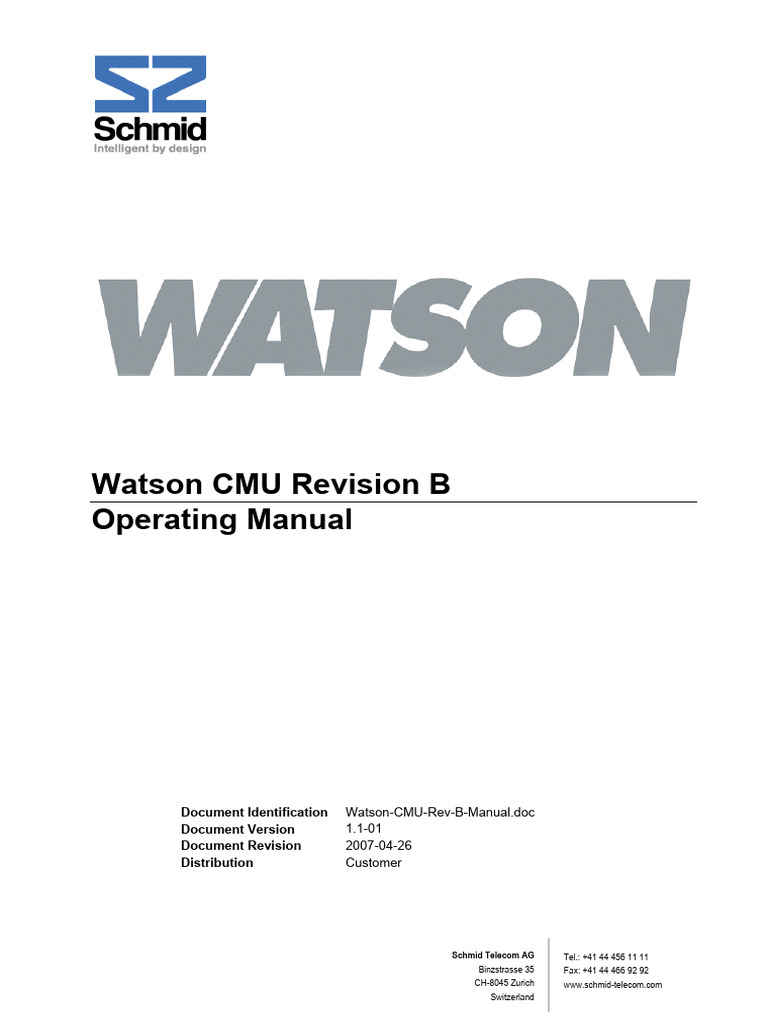 Watson CMU Revision B Operating Manual - Schmid Telecom | PDF | Ip ...