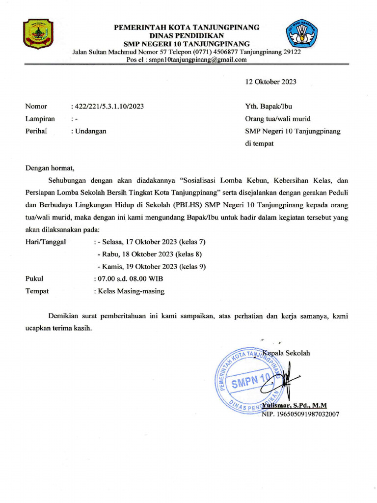 Undangan Narasumber DLH | PDF