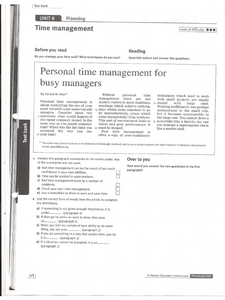 Time Management Reading | PDF