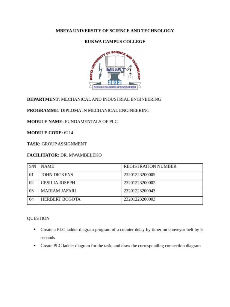 PLC Assignment | PDF