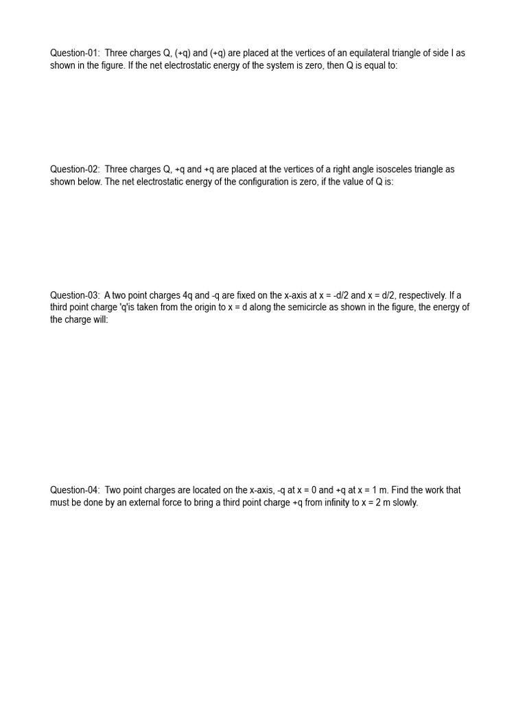 Electrostatic Energy Problems and Solutions | PDF