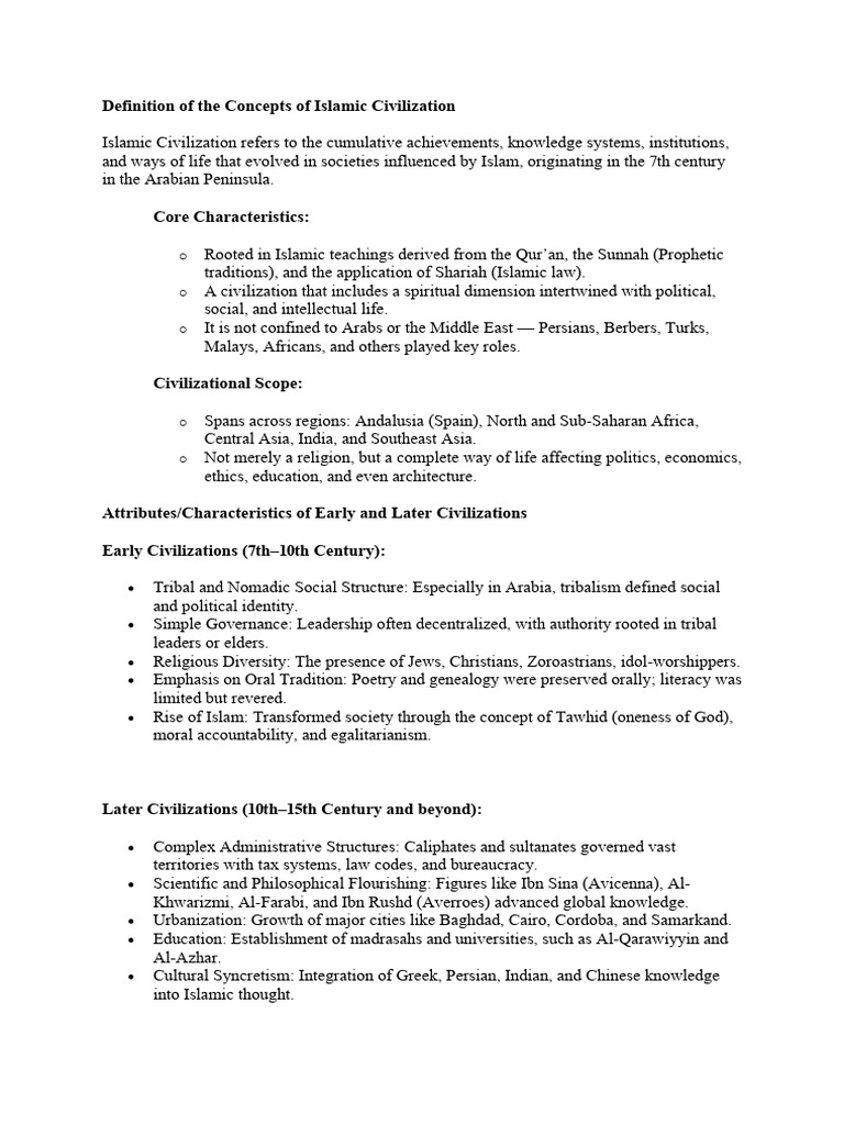 Understanding Islamic Civilization Concepts | PDF | Arabs | Muslim World