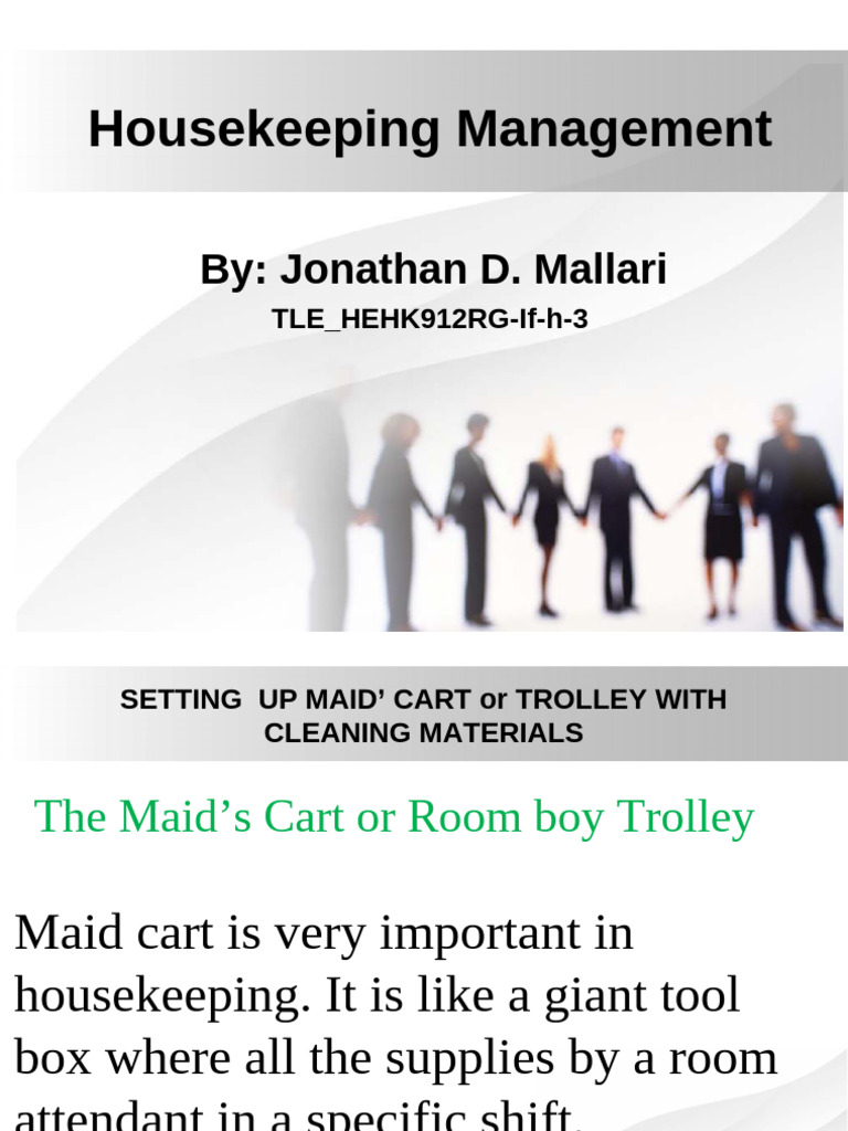 Setting Up a Maid's Cart for Housekeeping | PDF | Housekeeping | Bed