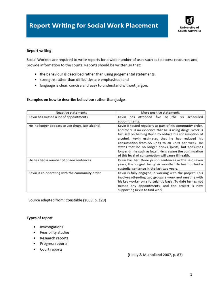 Social Work Report Writing Guide | PDF | Violence | Domestic Violence
