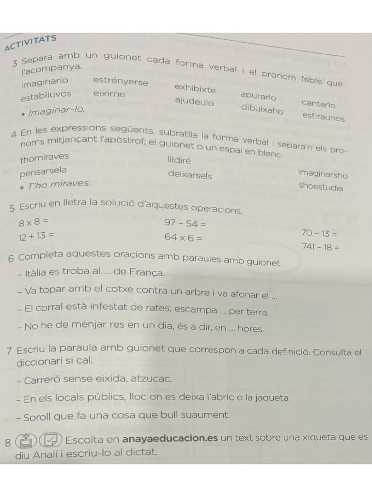 Ejercicios de Valenciano Guionet | PDF