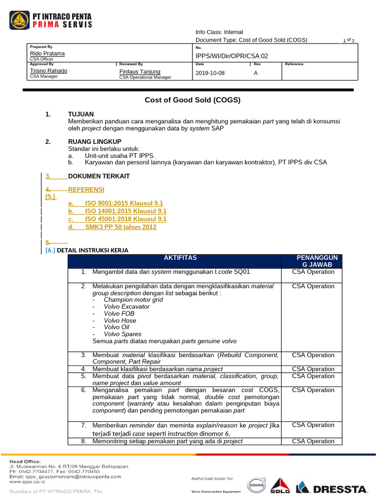 WI - COGS (Rido) | PDF