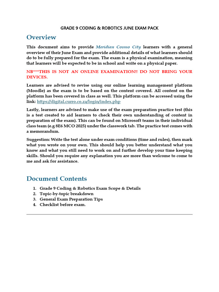 Grade 9 Coding and Robotics Exam Pack | PDF | Control Flow | Thought