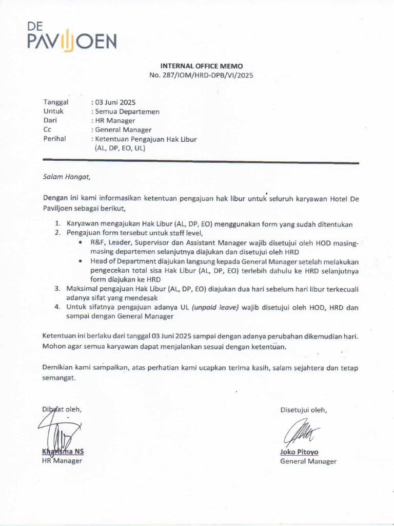 Ketentuan Pengajuan AL, DP, EO, UL199 | PDF