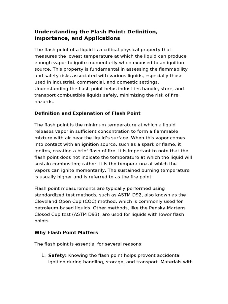 Significance of Flash Point in Safety | PDF | Chemical Process ...