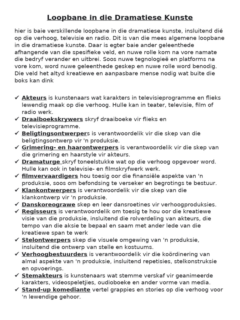Loopbane in Die Dramatiese Kunste | PDF