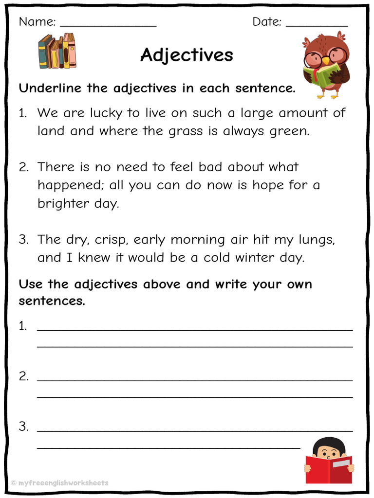 Adjectives Worksheet 6 Medium 1 | PDF