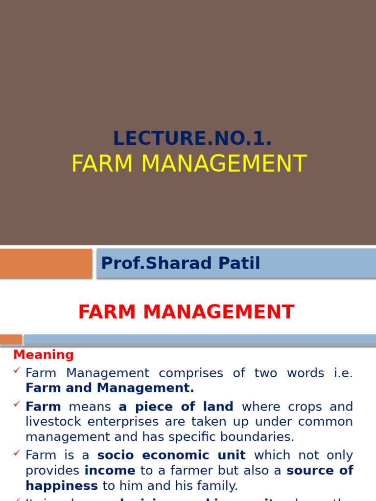 Understanding Farm Management Concepts | PDF | Economics | Science