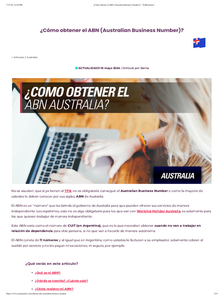 ¿Cómo Obtener El ABN (Australian Business Number) - YoMeAnimo! | PDF