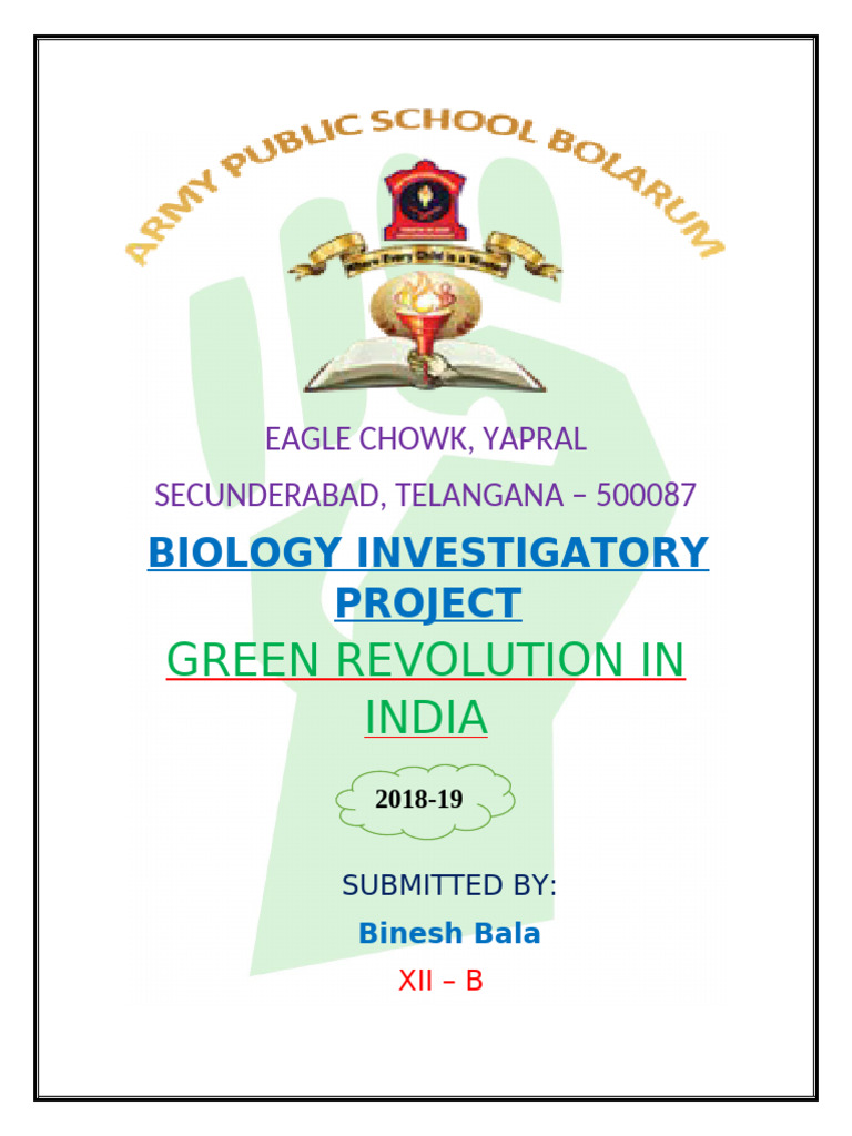 Biology Investigatory Project 2018-19 - Binesh Bala | PDF | Green ...