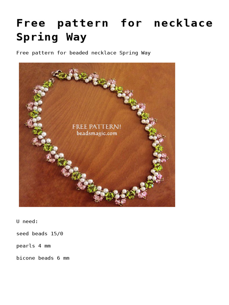 Free Spring Beaded Necklace Pattern | PDF
