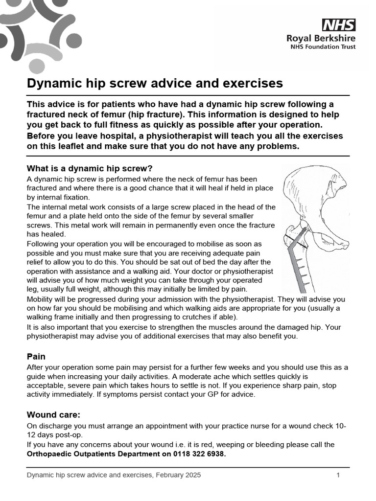 Dynamic Hip Screw Advice and Exercises - Feb25 | PDF | Hip ...