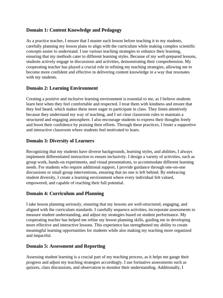 Domains | PDF | Learning | Teachers
