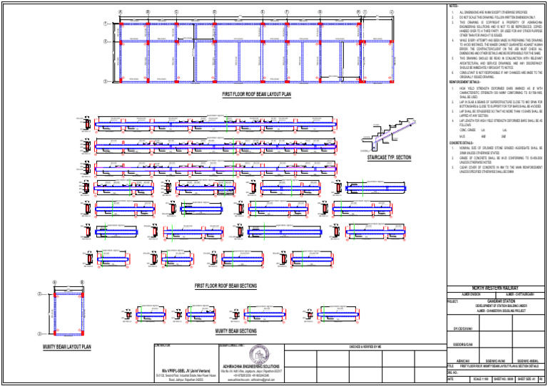 First Floor Roof Beam Layout Plan | PDF | Structural Engineering