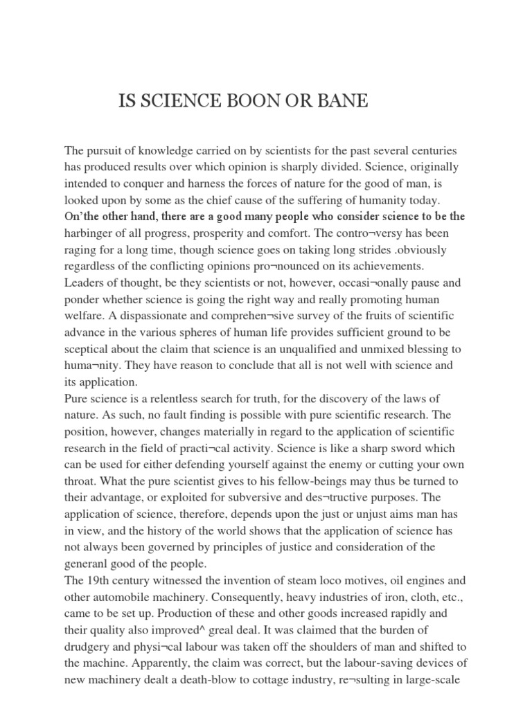 Is Science Boon or Bane | PDF | Factory | Capitalism