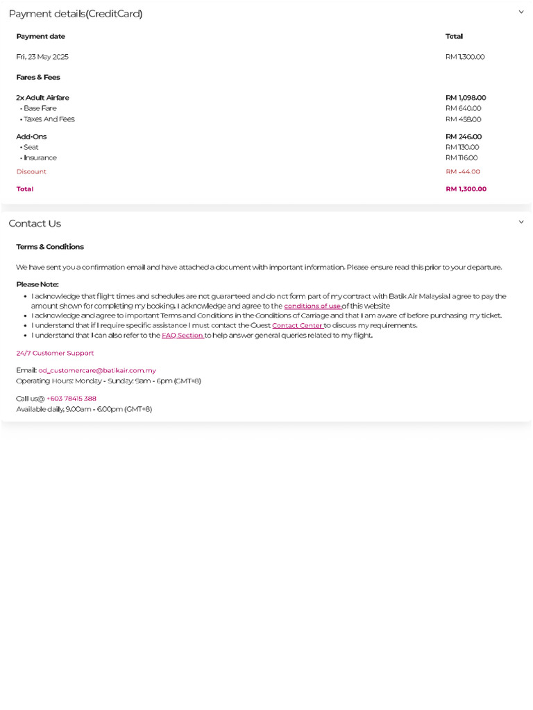 Batik Air - Booking Confirmation - Booking Reference - HRAFGS | PDF