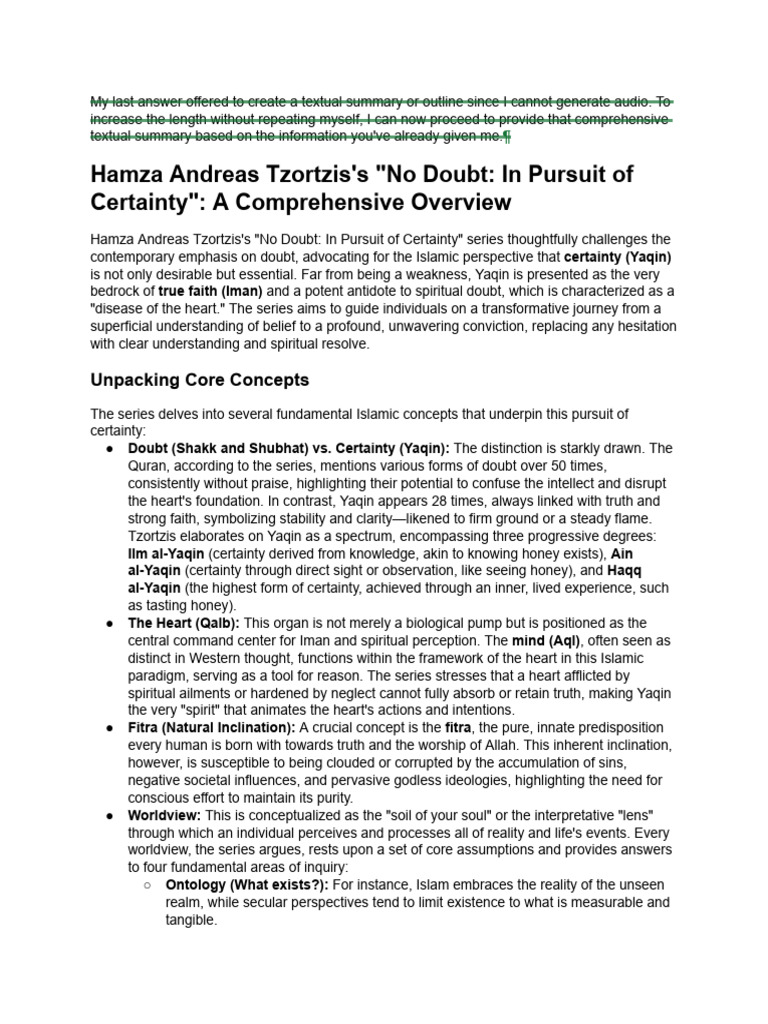Hamza Andreas Tzortzis's - No Doubt - in Pursuit of ... | PDF | Faith | Truth