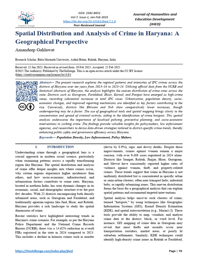 Crime Analysis in Haryana: 2013-2024 | PDF | Spatial Analysis ...
