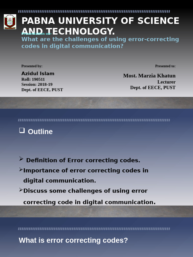 Error Correcting Codes Presentaition | PDF