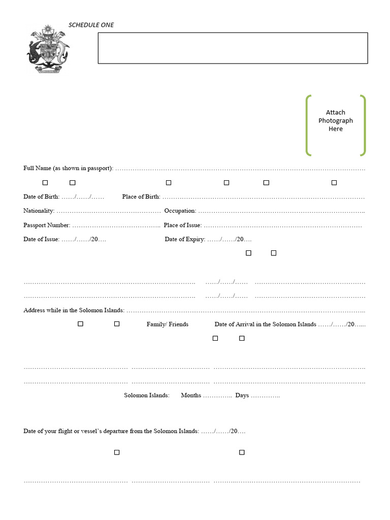 Solomon Islands Visitor Visa Application | PDF | Travel Visa ...