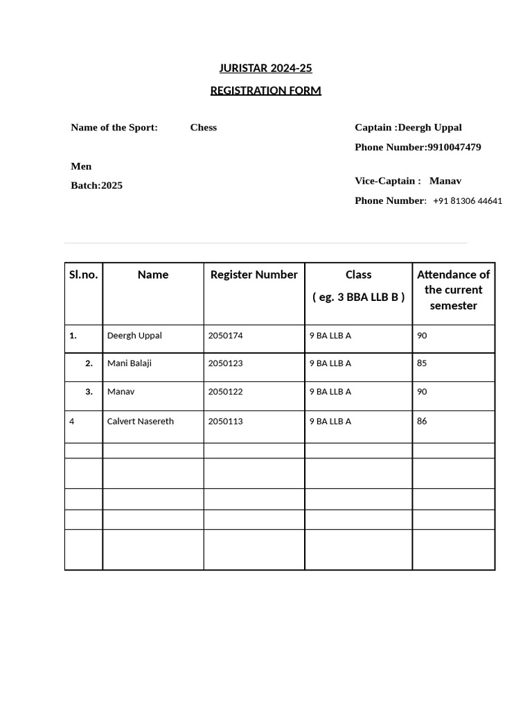 Juristar 202425 - Registration Form | PDF