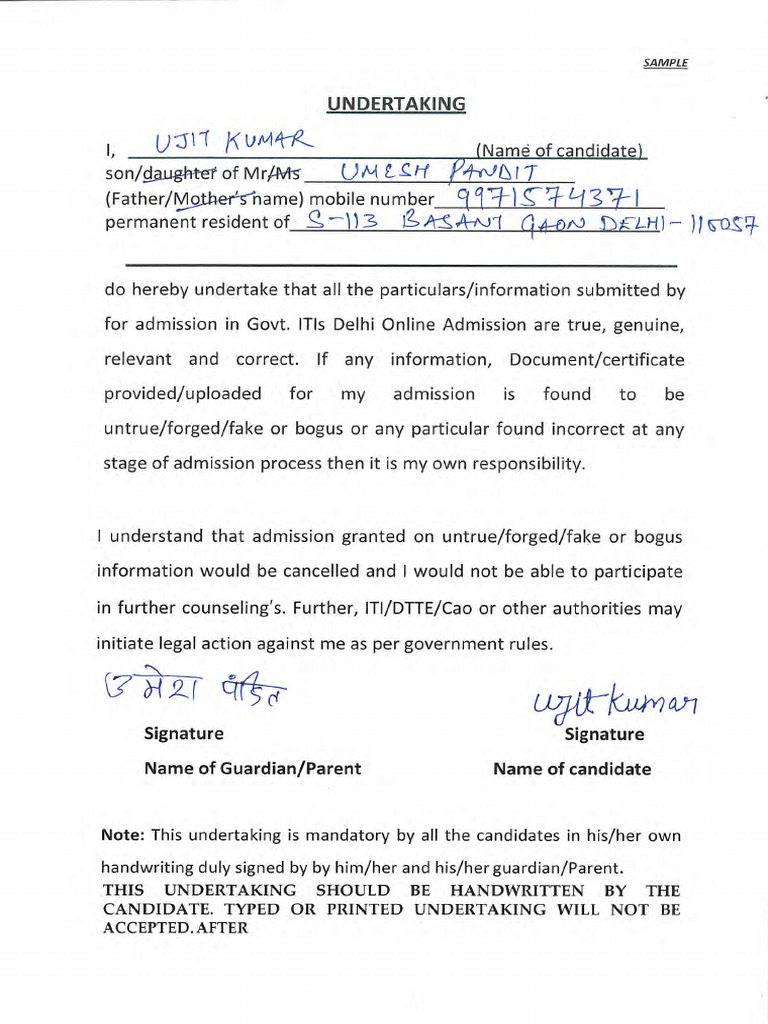 Ujit Undertaking | PDF