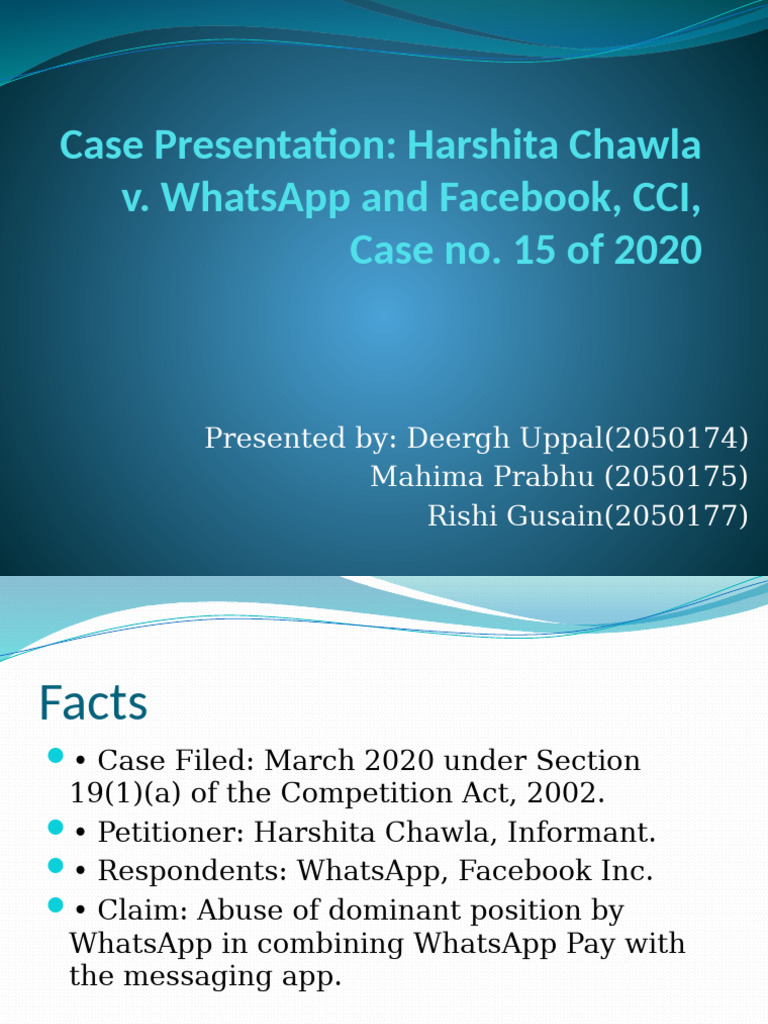Harshita Chawla V Whatsapp Facebook Presentation | PDF