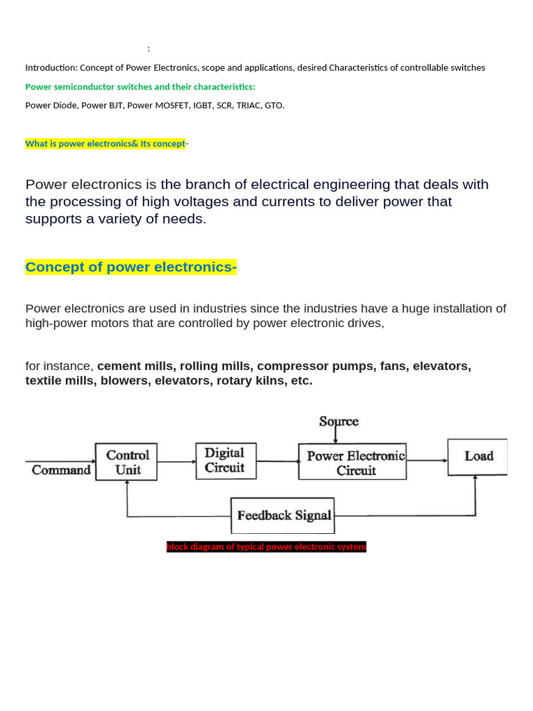 Power Electronics Unit-1 | PDF | Field Effect Transistor | Bipolar Junction Transistor