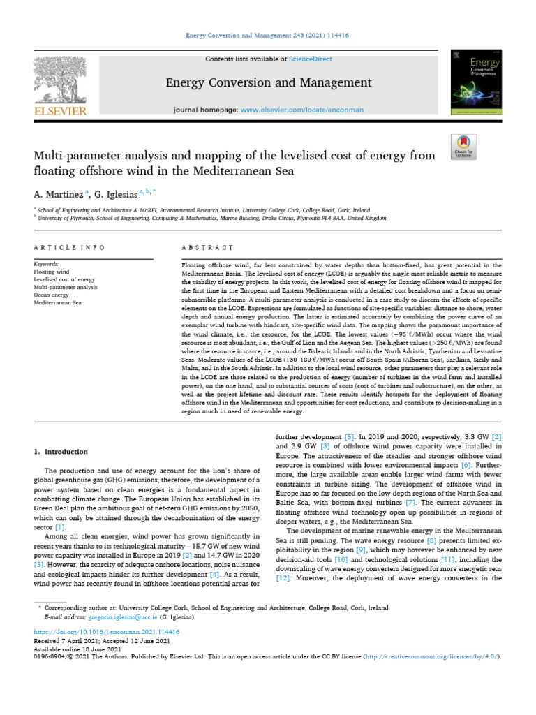 Multi-Parameter Analysis and Mapping of The Levelised Cost of Energy ...