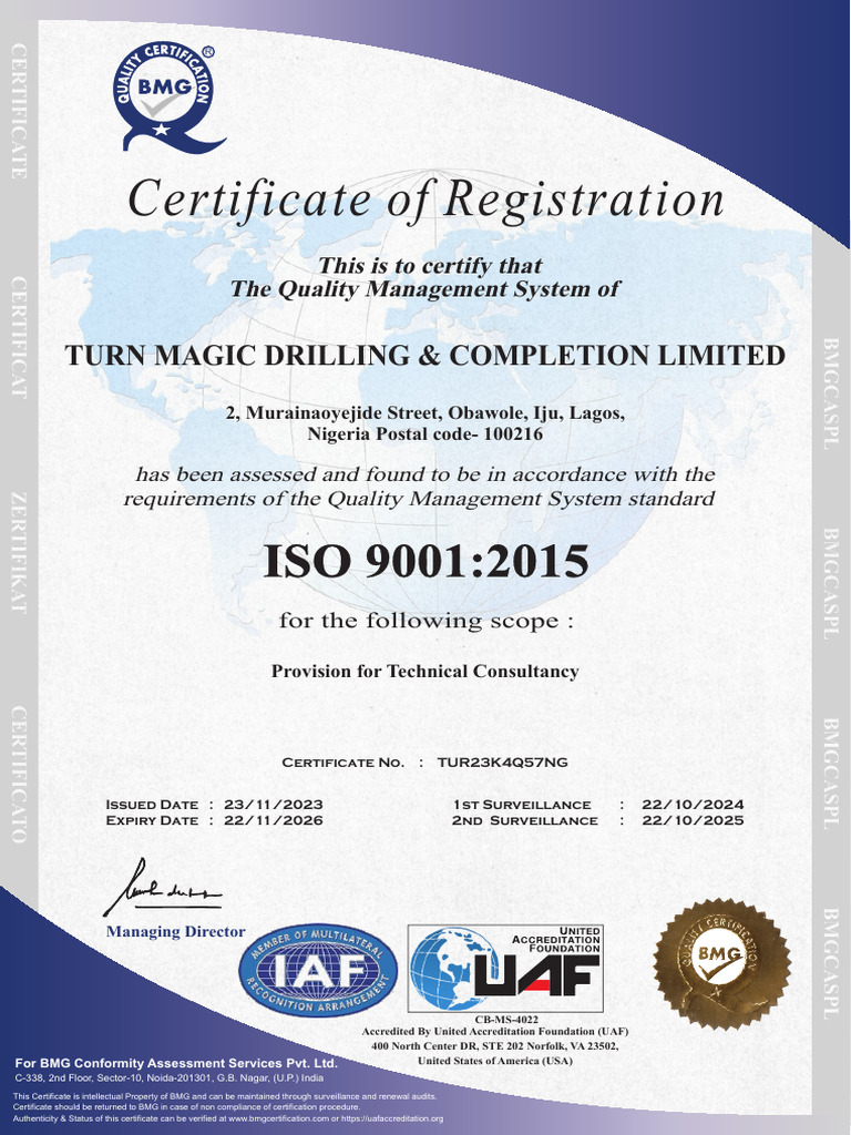 UAF Accreditation for Turn Magic Drilling | PDF