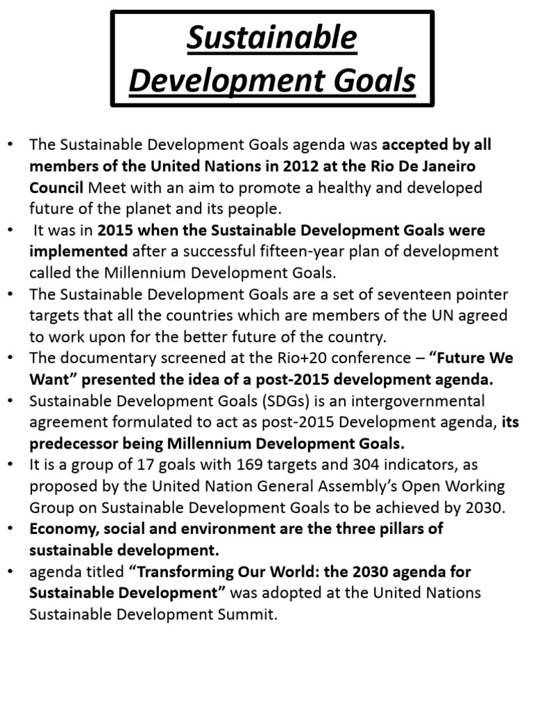 Sustainable Development Goals | PDF | Millennium Development Goals ...