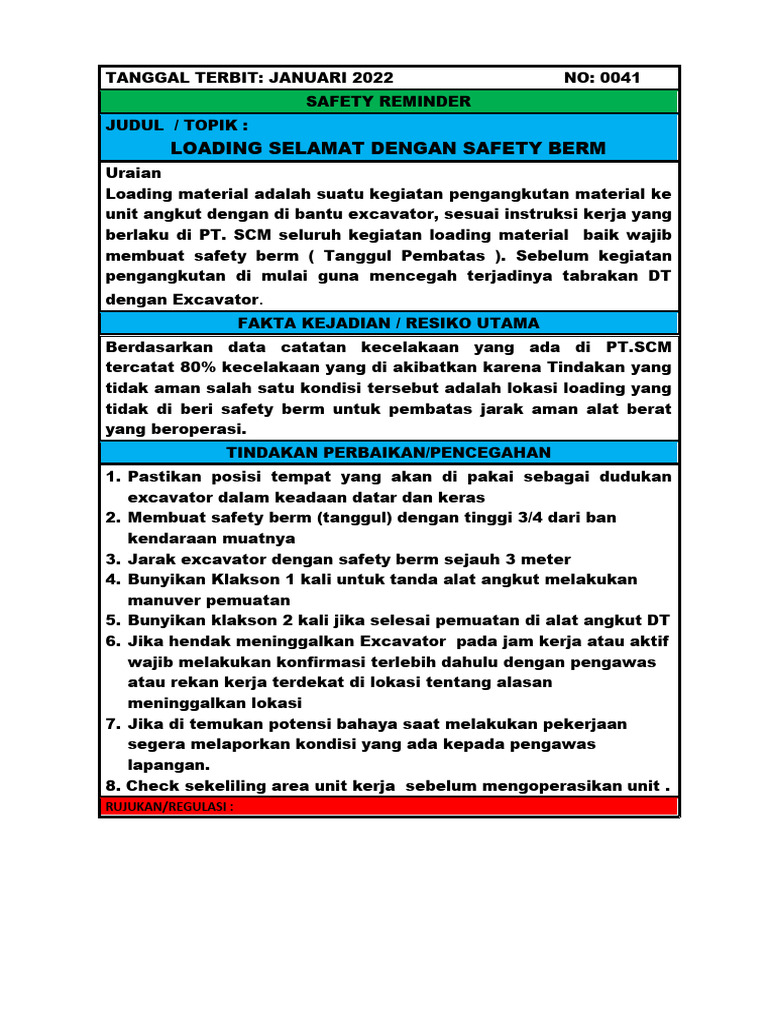 Penerapan Safety Berm dalam Loading Material | PDF