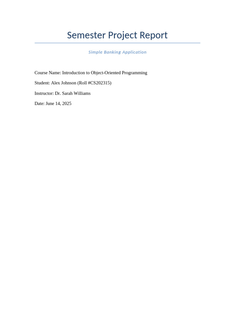 Simple Banking Report | PDF | Object Oriented Programming | Method (Computer Programming)