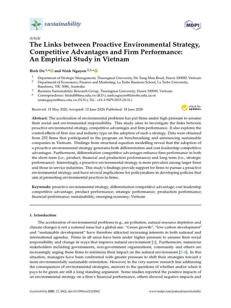 The Links Between Proactive Environmental Strategy, Competitive ...