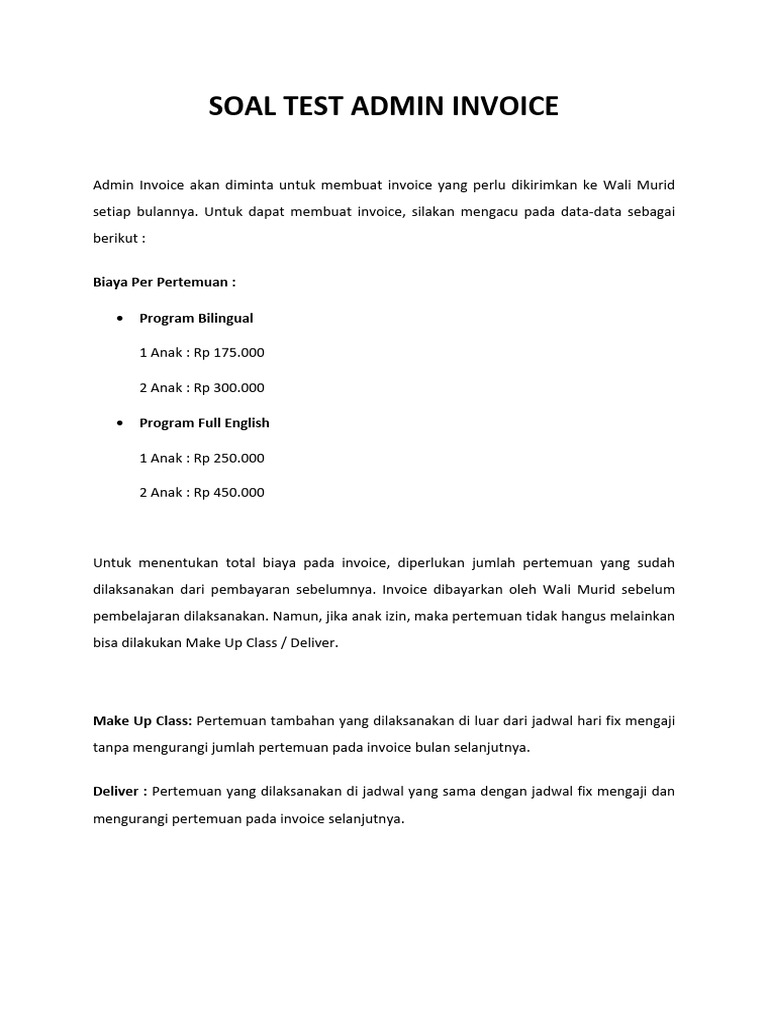Soal Test Admin Invoice | PDF