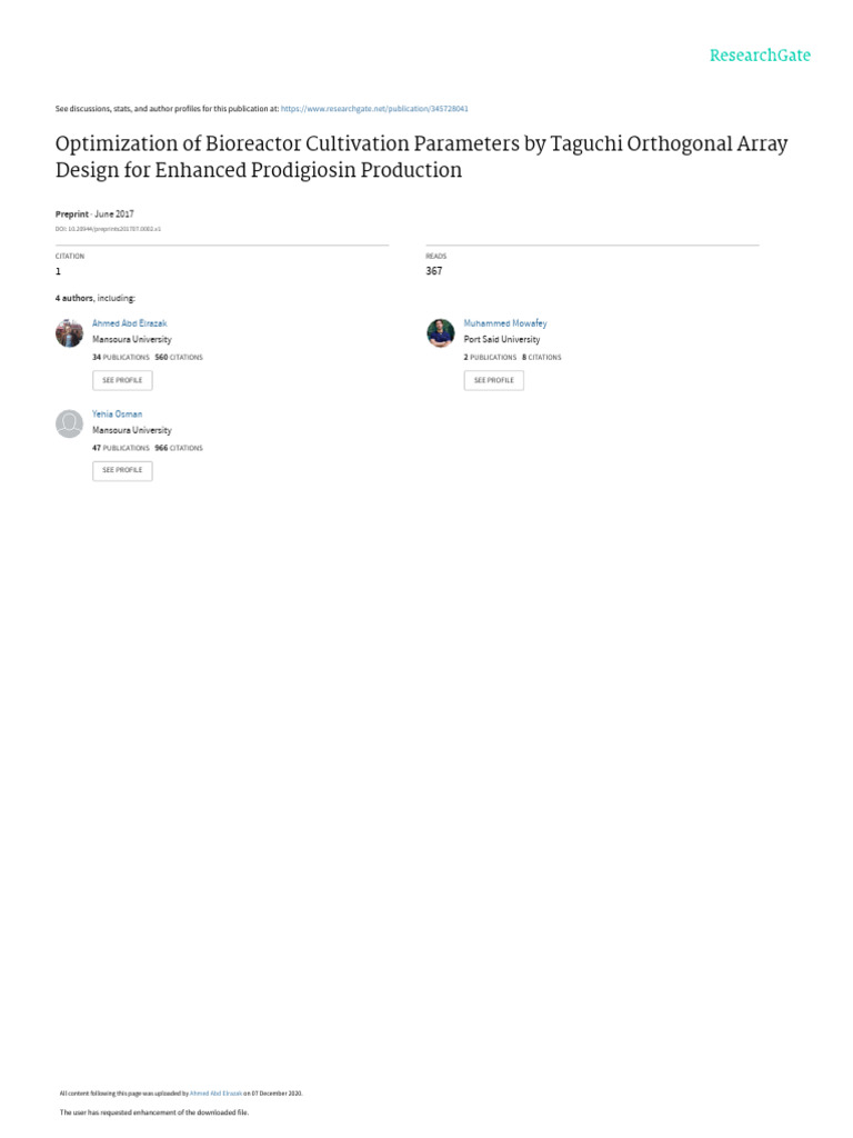 Optimization of Bioreactor Cultivation Parameters | PDF | Proton Nuclear Magnetic Resonance