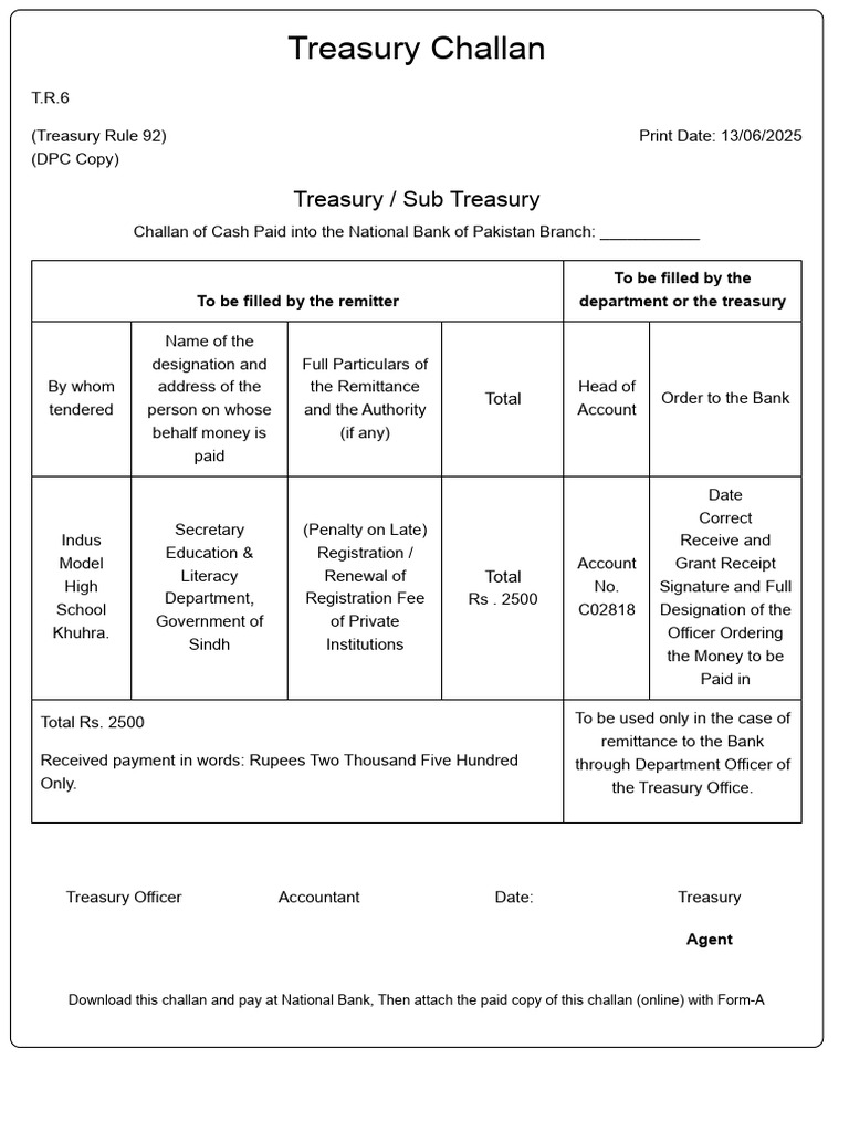 Online Treasury Challan Payment Guide | PDF | Payments | Money